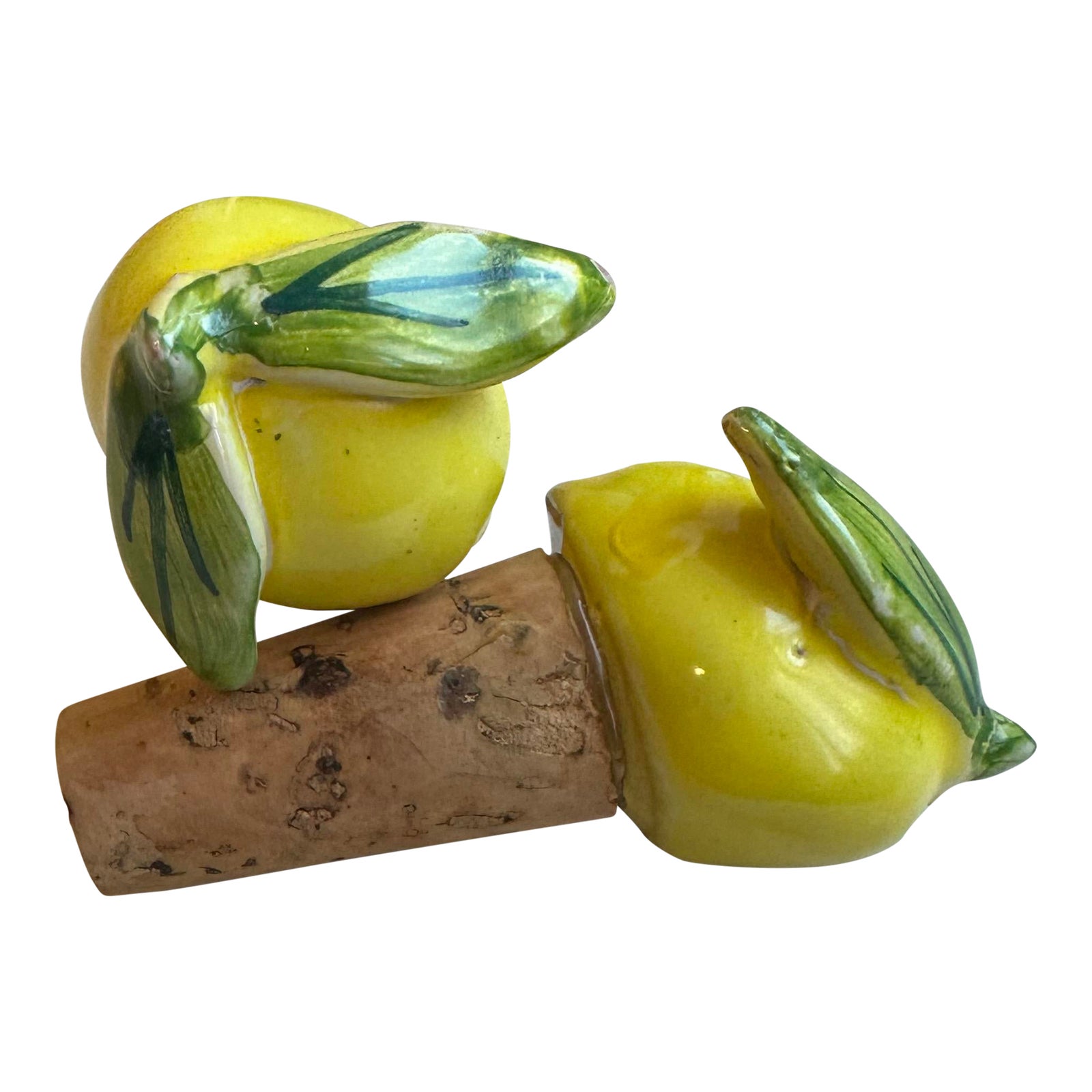 Vintage Italian Ceramic Lemon Bottle Stoppers - Pair | Chairish