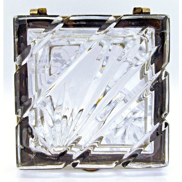 1970s Vintage Castilian Polish Crystal and Brass Hinged Lid Cubed ...