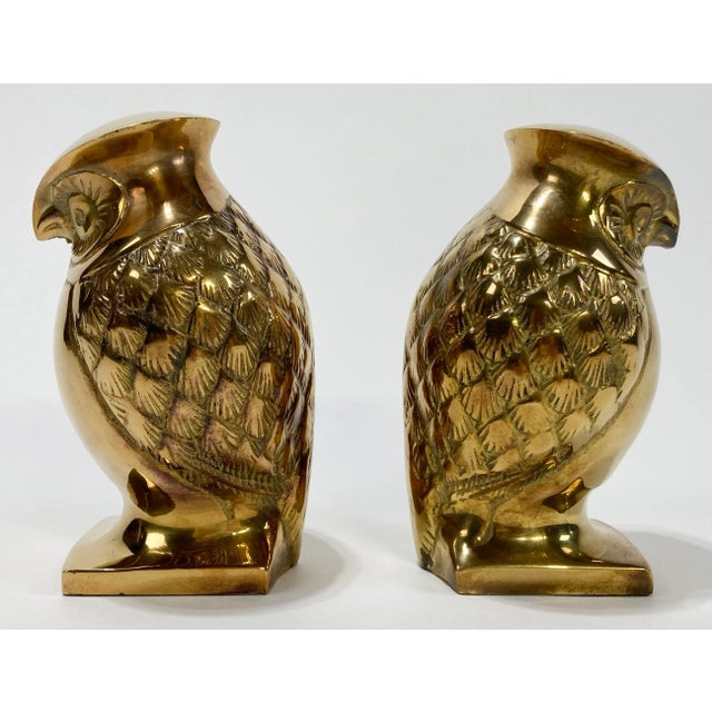 Vintage Solid Brass Owl Bookend Pair | Chairish