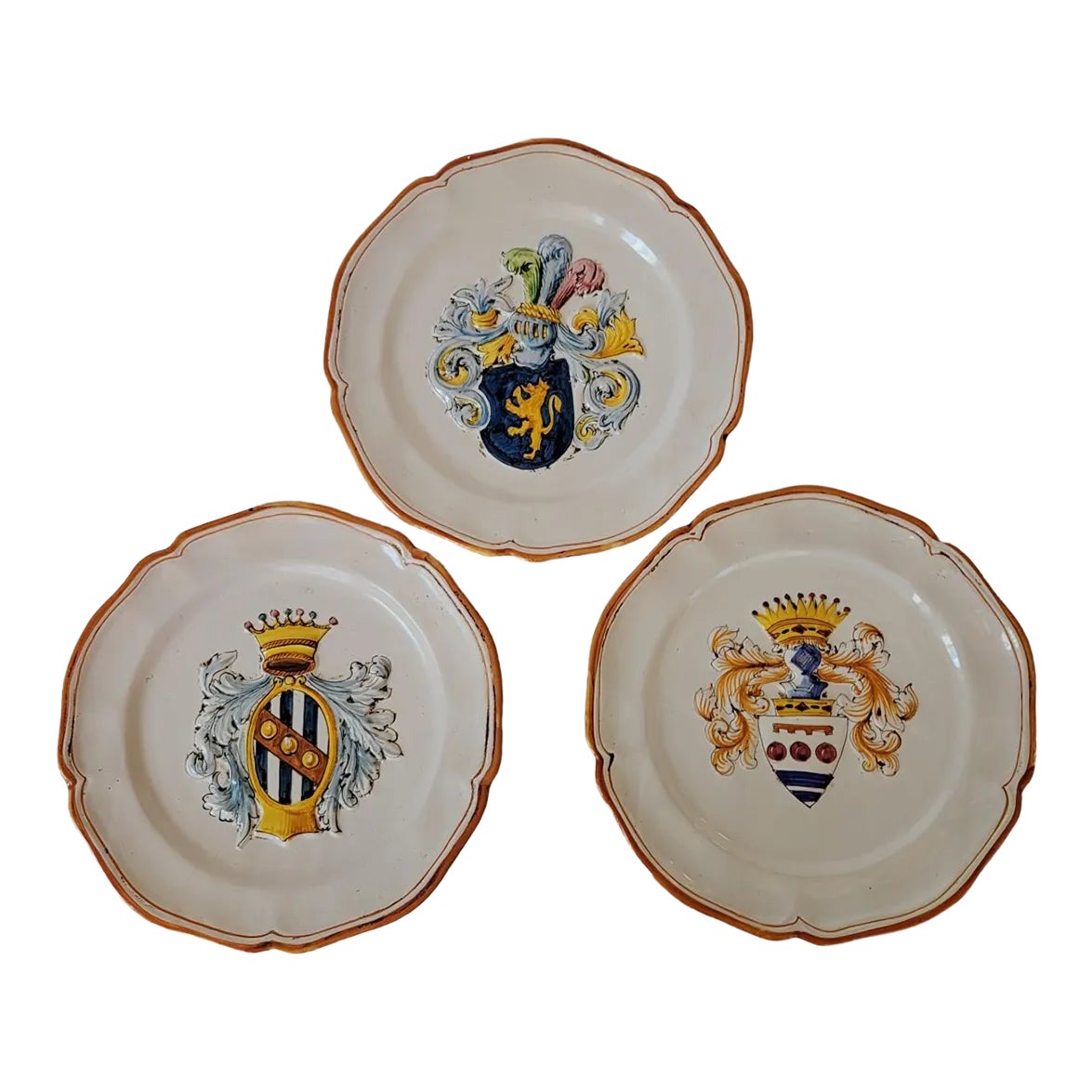 Vintage Ceramic Italian Armorial Crest Plates With Shields - Set of 3 ...