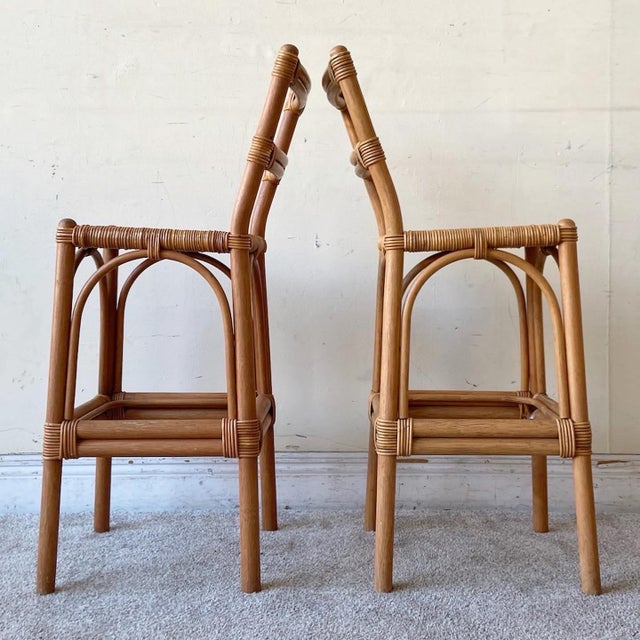 Vintage Boho Chic Bamboo Rattan Stools - a Pair | Chairish