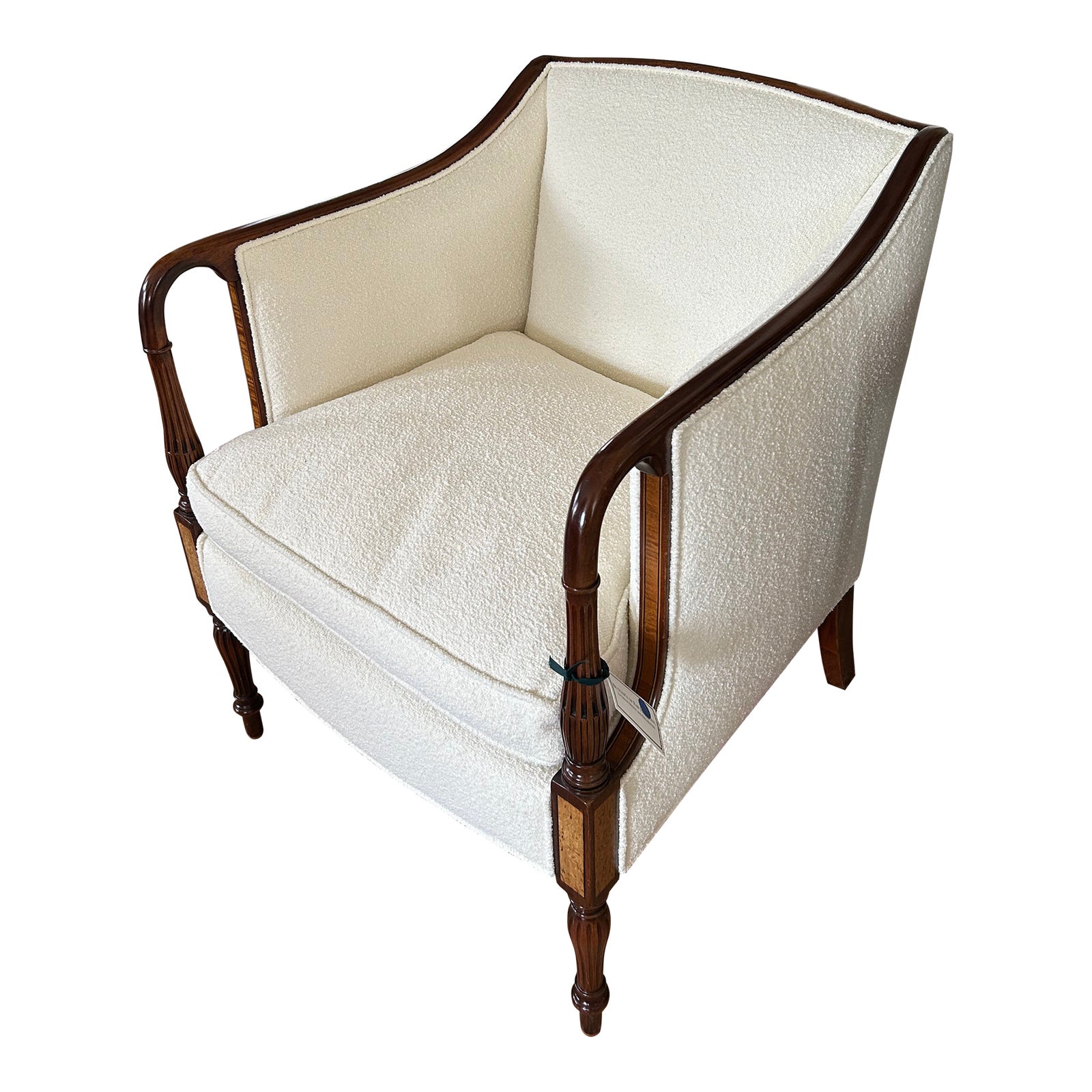 Antique Club Chair With New Boucle Upholstery | Chairish