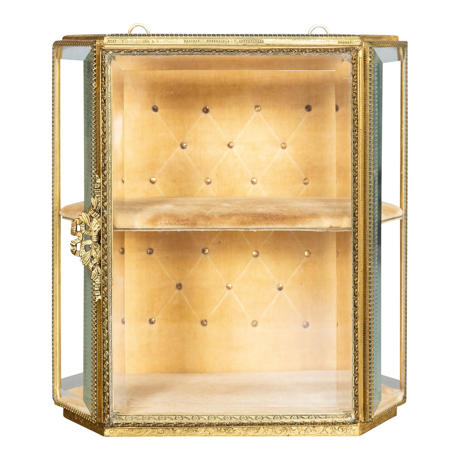 Large French Ormolu & Glass Hanging Wall Jewelry Casket Box | Chairish