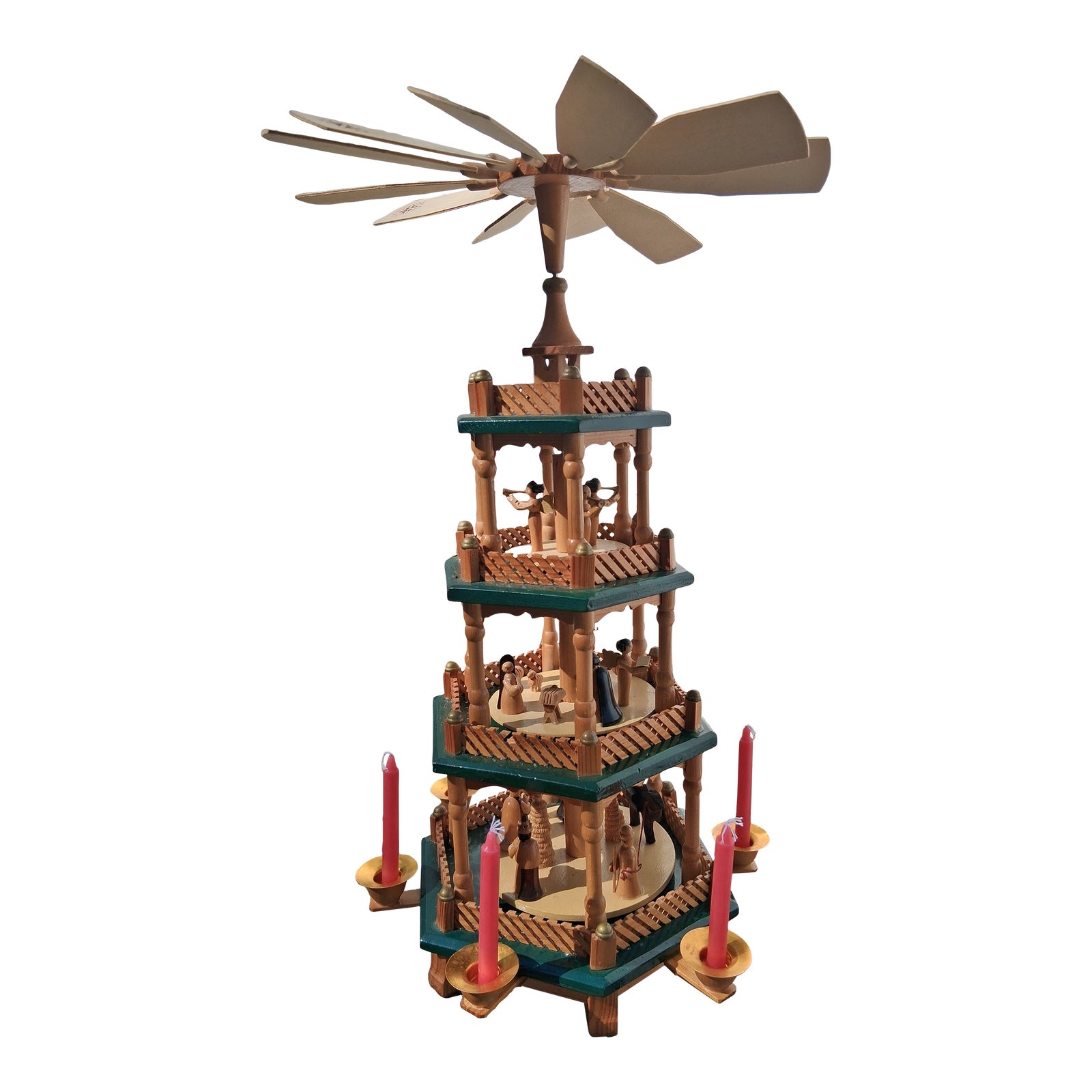 Mid 20th Century Pyramid Nativity Candle Carousel | Chairish