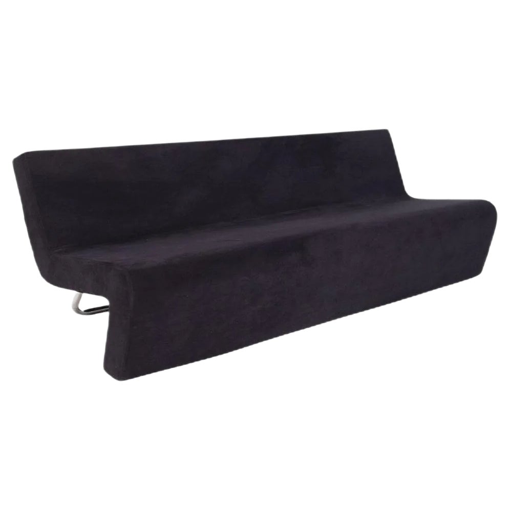 Italian Sofa in Black Velvet and Steel by MDF Italia | Chairish