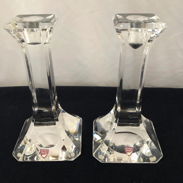 1980s Orrefors Regina Crystal Candlesticks Sweden - a Pair | Chairish