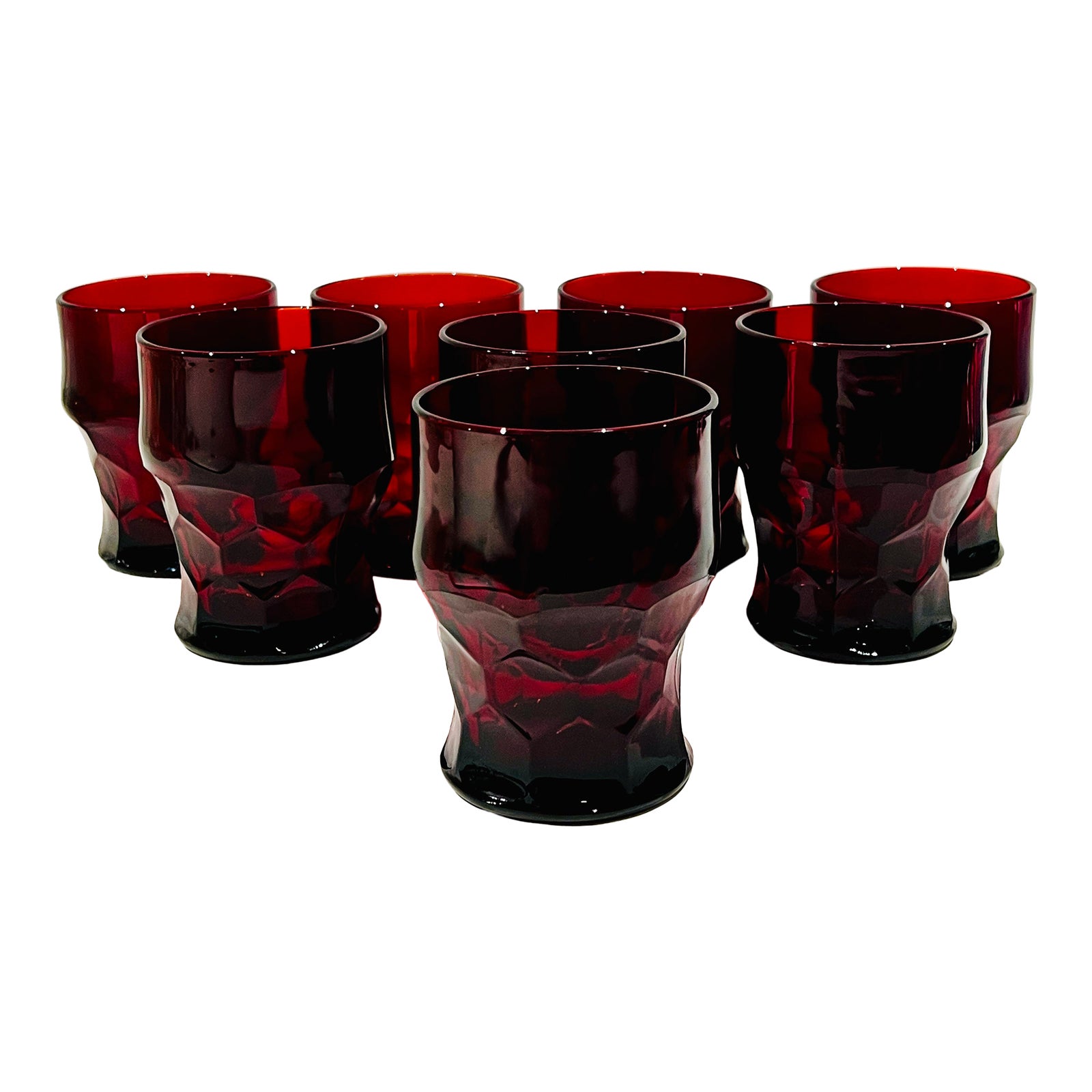 Viking Georgian Ruby Chunky Tumbler Glassware - Set of 8 | Chairish