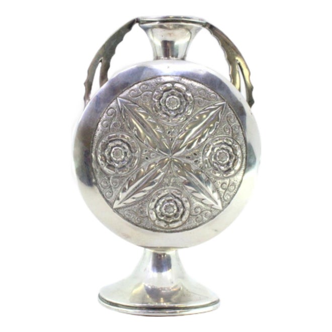 Canteen-Shaped Silver Jug with Floral Reliefs and Cut-Out Handles ...