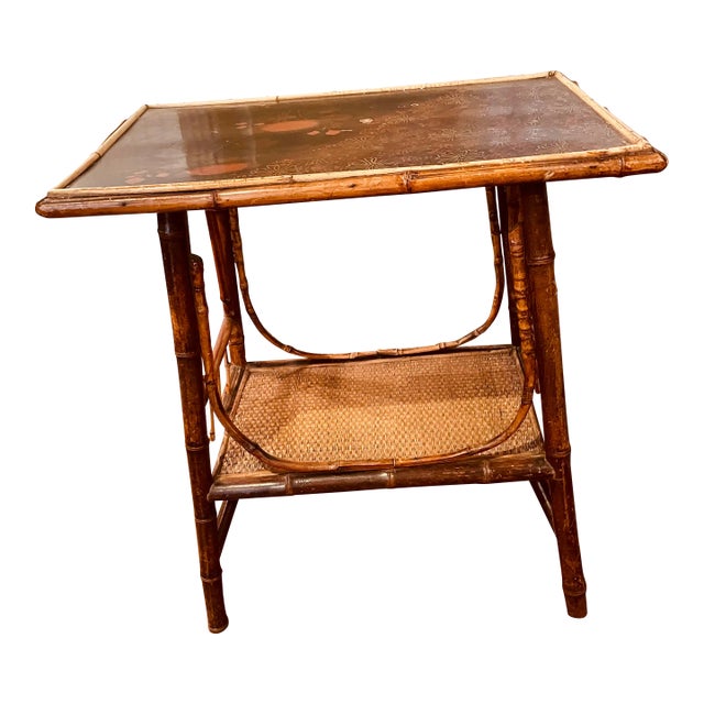 1920s Antique Bamboo Table With Japanned Top | Chairish