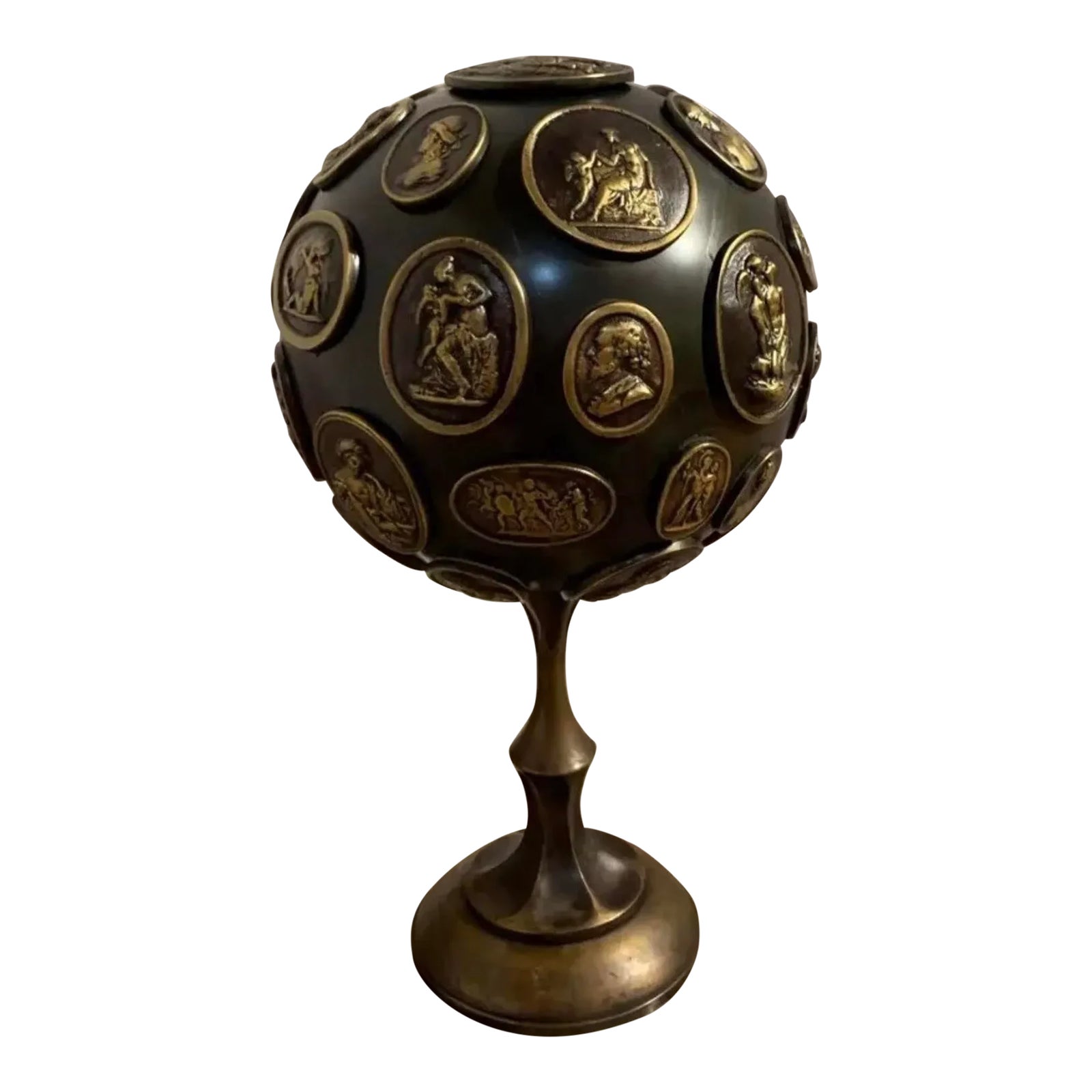Grand Tour Gilt and Patinated Bronze Orb With Intaglios, From Mid 20th ...