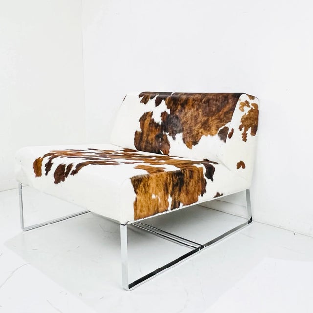 Cowhide & Chrome Lounge Chair | Chairish