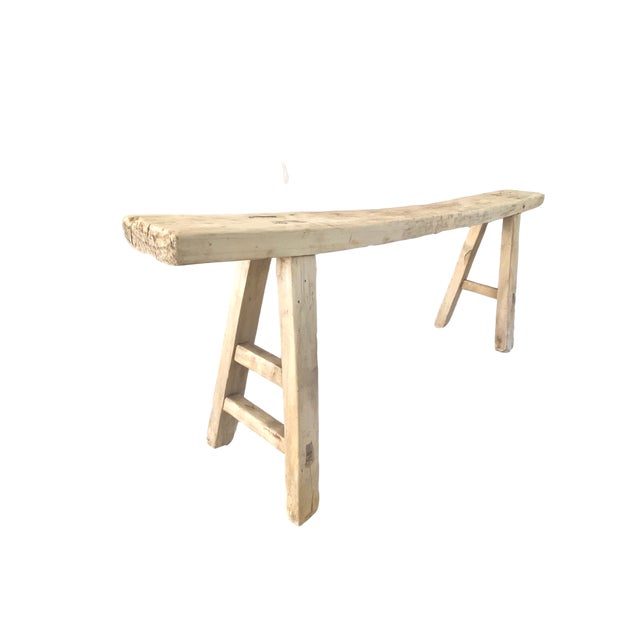 Antique Rustic Elm Long Bench | Chairish