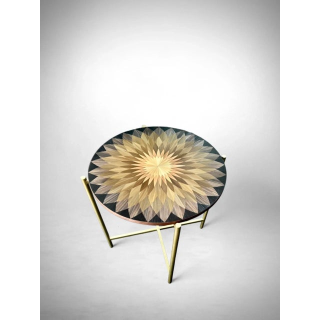 Straw Marquetry Side Table | Chairish