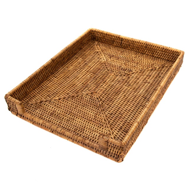 Artifacts Rattan Office Paper Tray, Honey Brown, 14" | Chairish