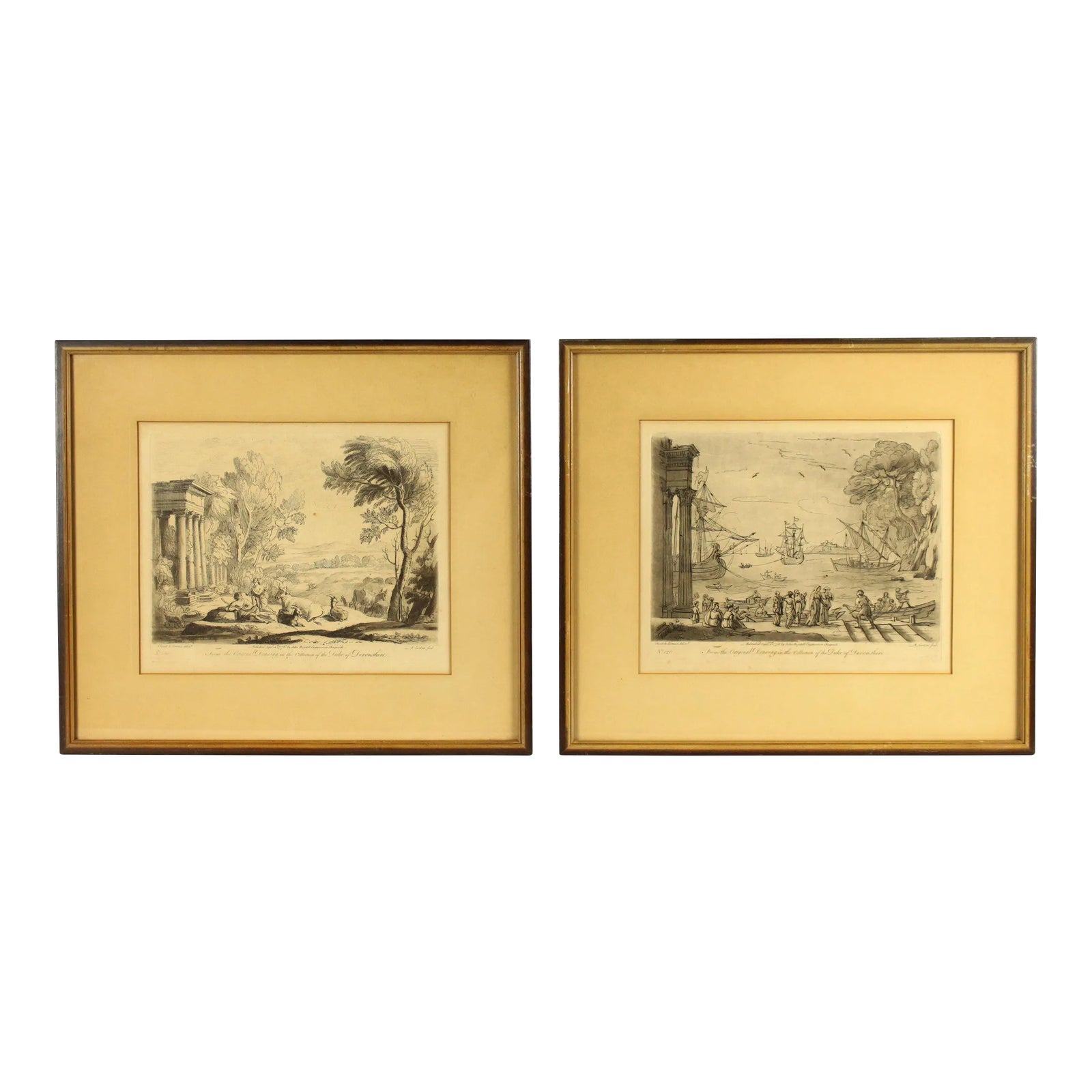 1775-76 Richard Earlom Pair of Mezzotints "Liber Veratis" by Claude ...