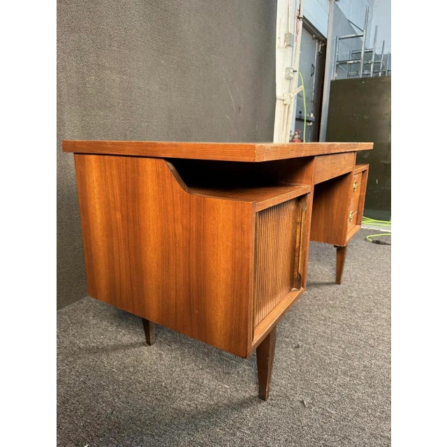 Mid 20th Century Mid Century Floating Walnut Desk by Hooker Furniture Chairish