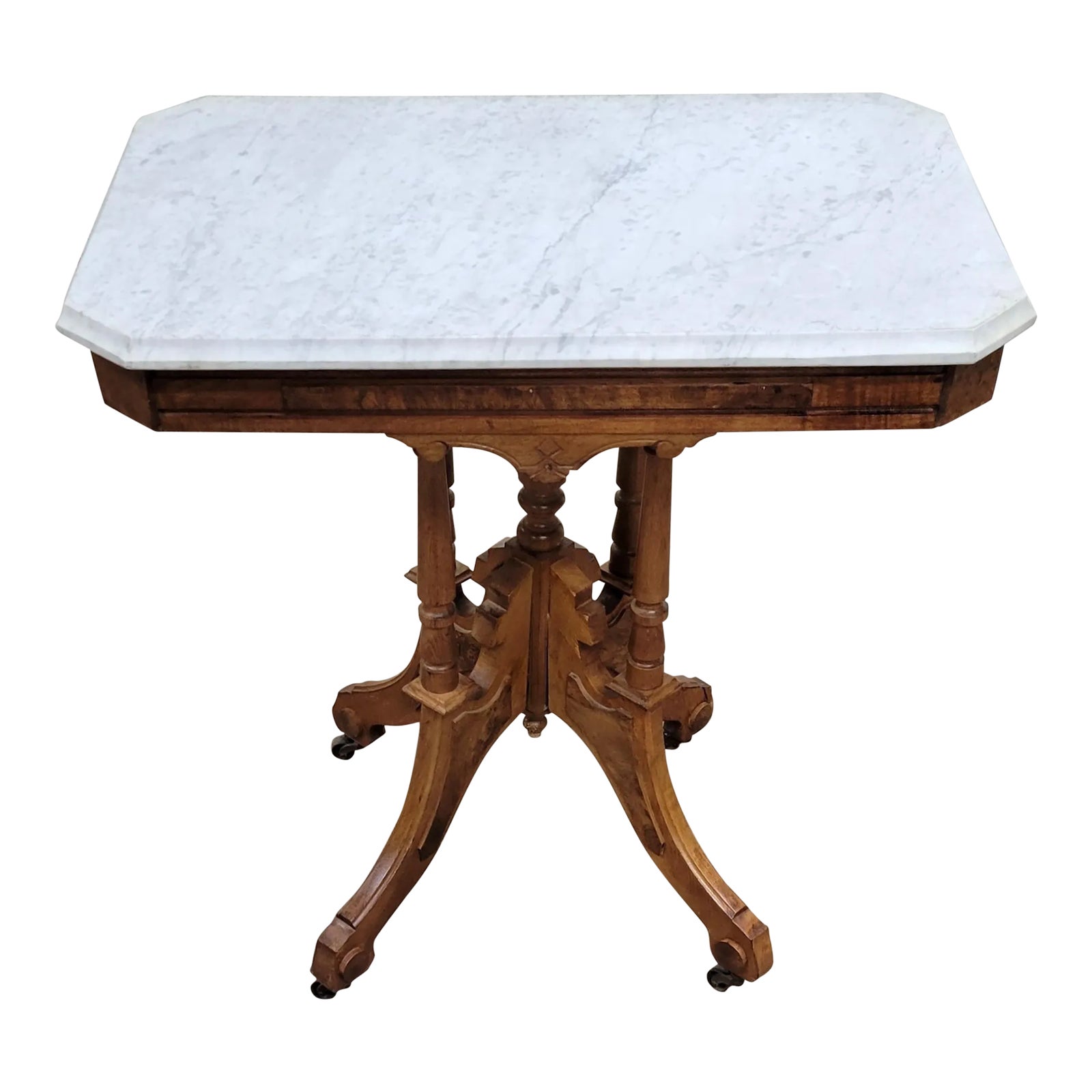 Antique Victorian Eastlake Marble Top Parlor Table Occasional Table ...