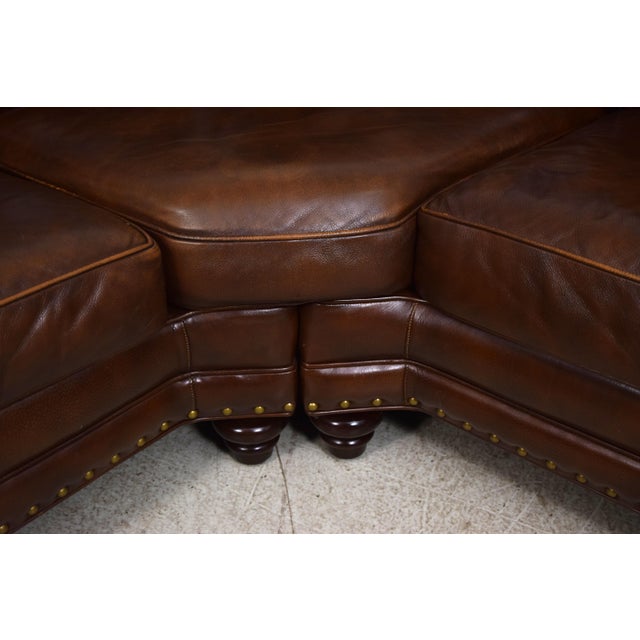 Hancock & Moore Leather 2 Piece Curved Design Sofa | Chairish