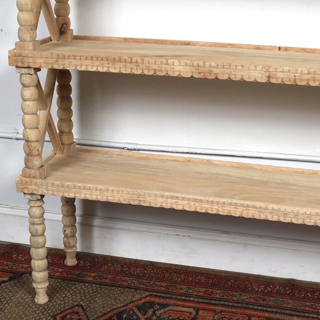 Contemporary Mango Wood 3-Shelf Rack | Chairish