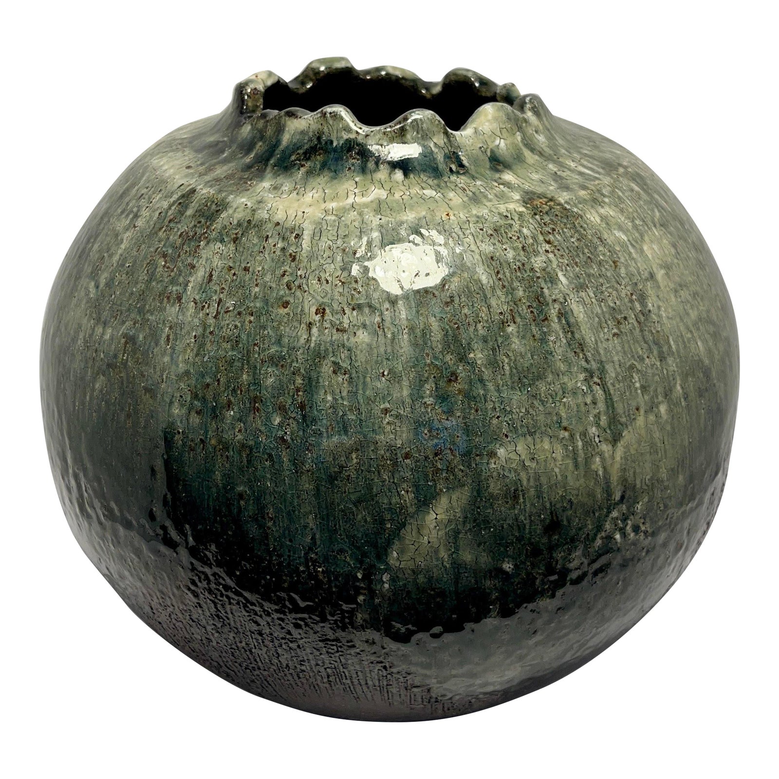 Mid-Century Modern Japanese Shigaraki-Yaki Ware Meizan Kiln Green ...