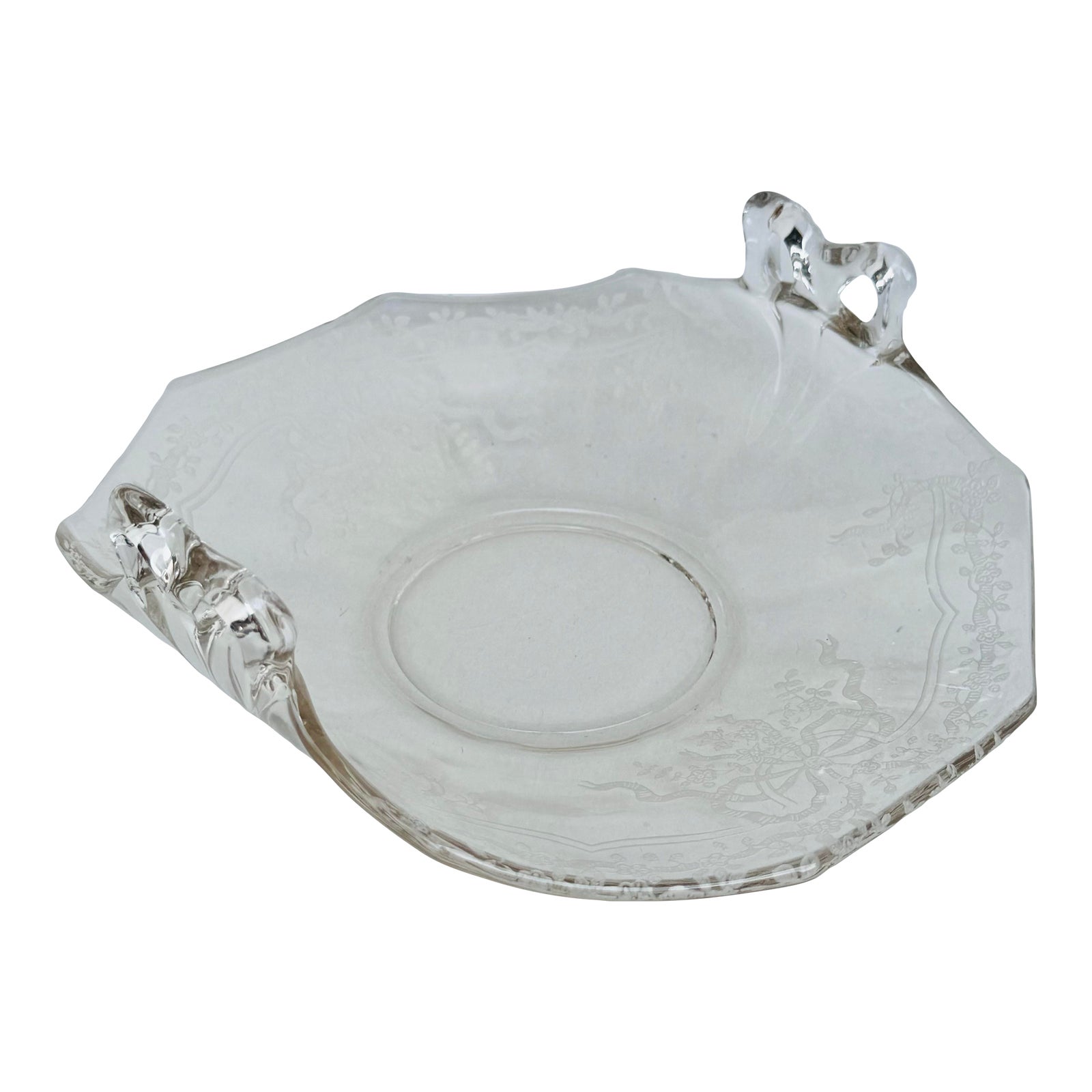 Fostoria "June" Etched Floral Bow Handled Glass Bonbon Dish – Elegant ...