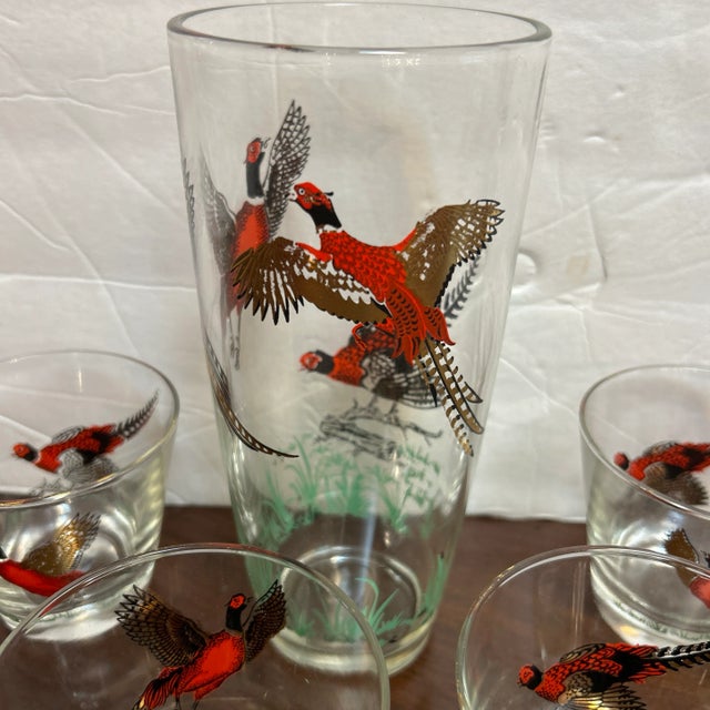 Mid Century Modern Wilderness Glass Carafe With Matching Glasses Set of ...