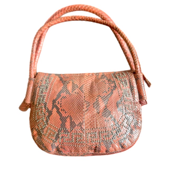 1990s Gianni Versace Iridescent Pink Python Two Strap Shoulder Bag ...