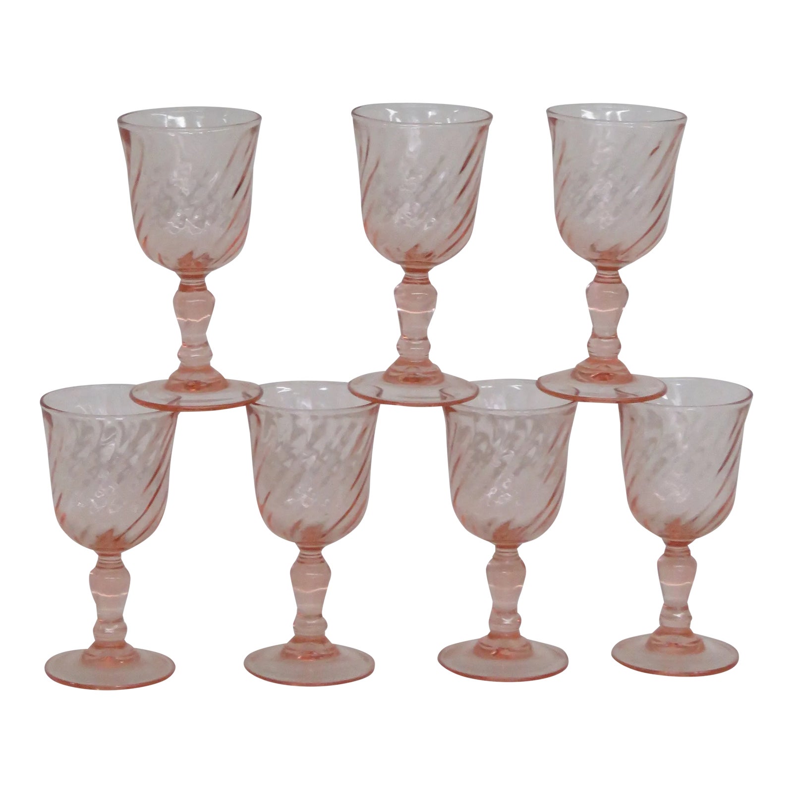 Rosaline Pink Cordial Glass by Cristal D’Arques Optic Swirl | Chairish