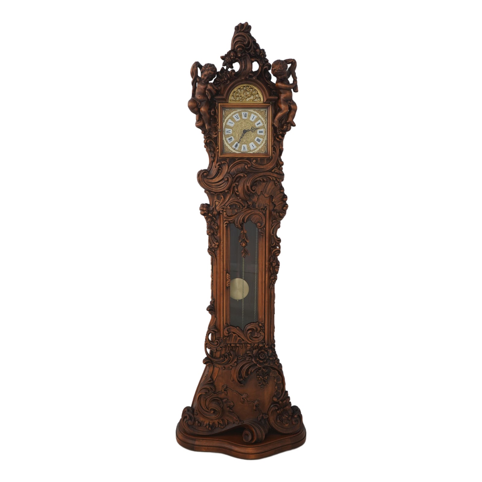 Franz Hermle Rococo Style Carved Grandfather Clock | Chairish