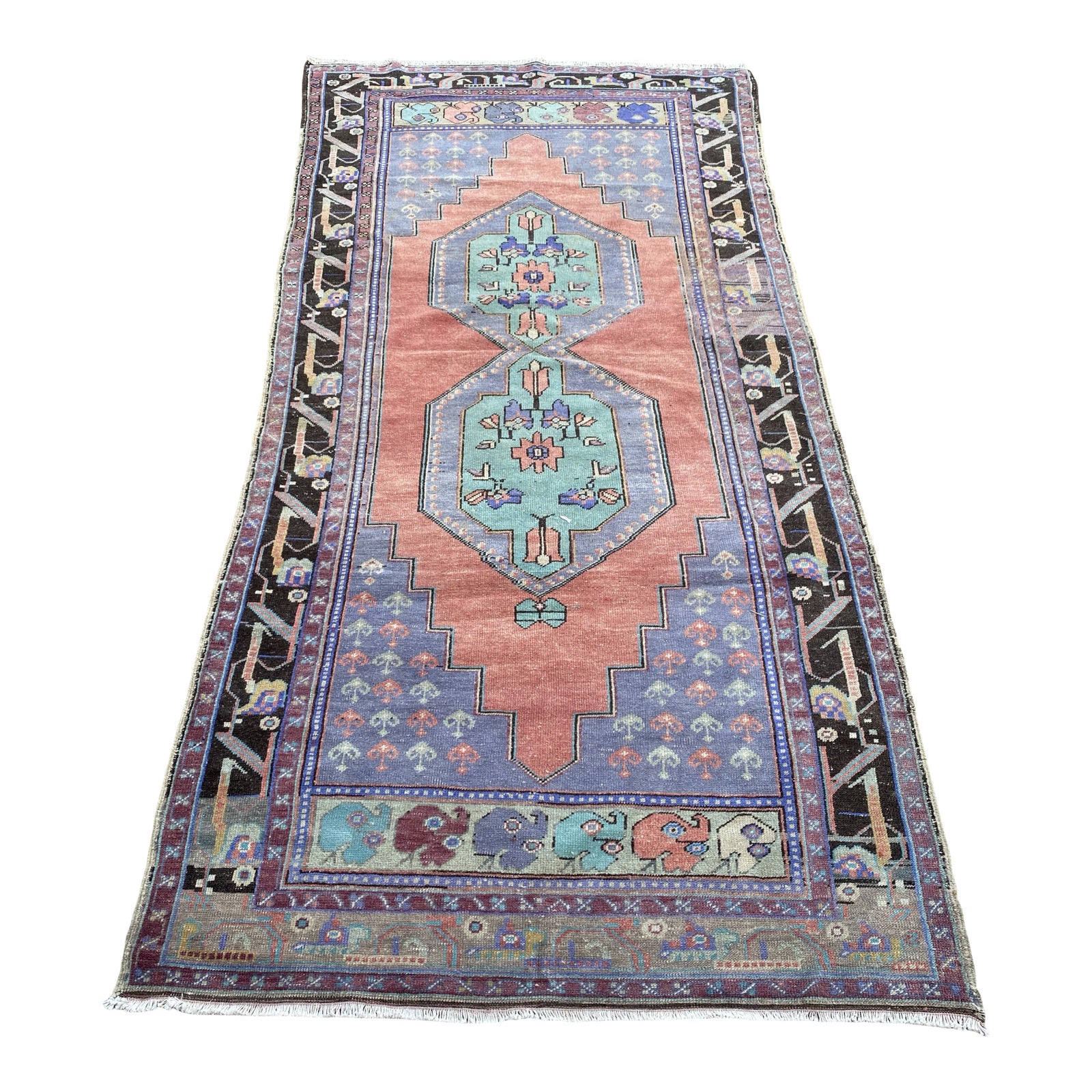 Vintage Nomadic Handmade Wool Rug | Chairish