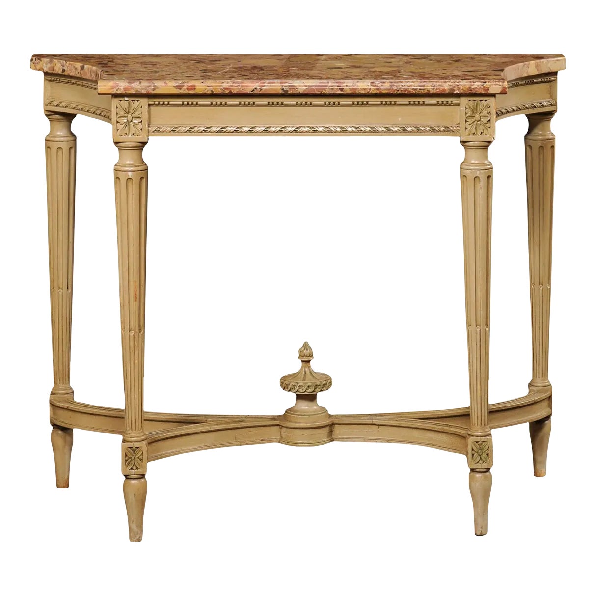 French Breche d'Alep Marble Top Console | Chairish