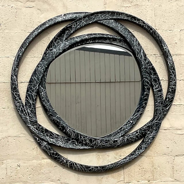 Vintage 80s Monumental Splatter Paint Rings Mirror | Chairish