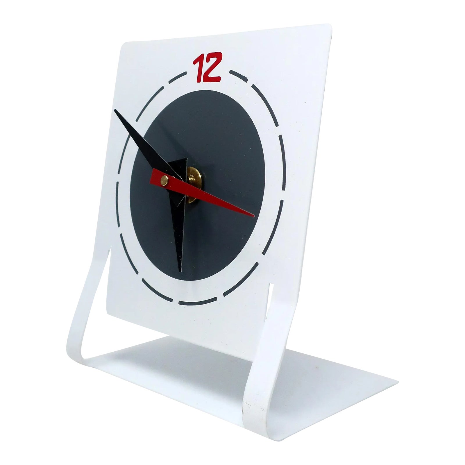1980s White Metal Desk Clock by Time Square | Chairish