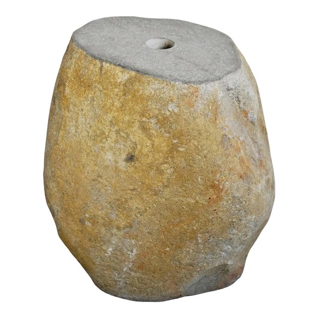 Boulder Rock Outdoor Umbrella Stand Side Table | Chairish