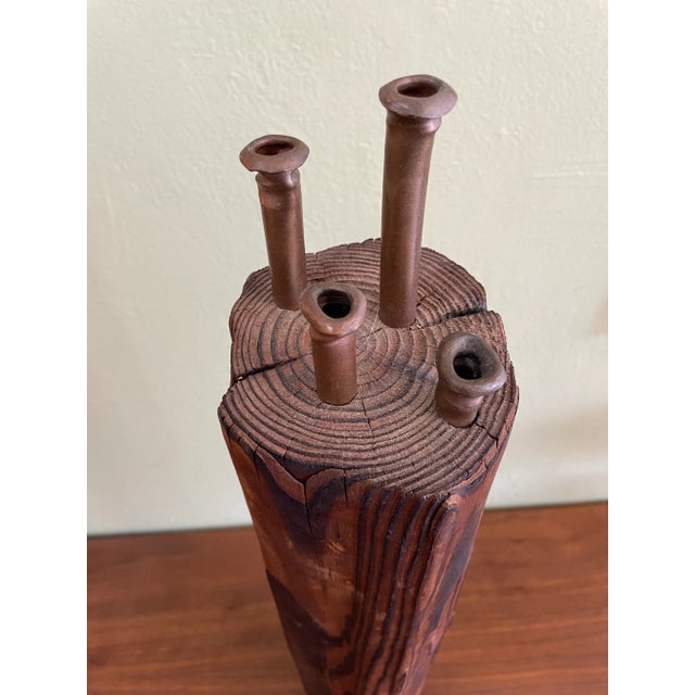 1960s Organic Modern Burnished Wood and Copper Rod Sculpture by Robert ...