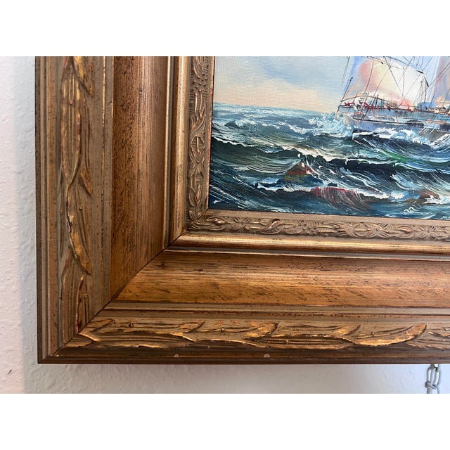 Framed Nautical Seascape Oil Painting Signed K. Dossi Maritime Ship ...