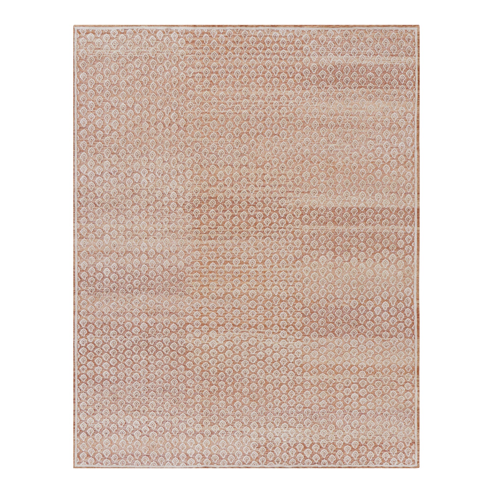 Rug & Kilim’s Modern Block Print Rug in Red and Pink with White Floral ...