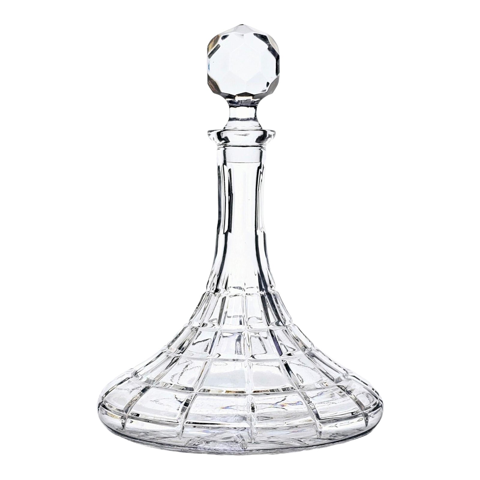 Captain's Ships Crystal Decanter With Faceted Stopper 11.5" H | Chairish