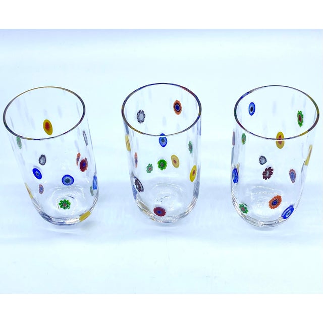 Vintage Leonardo Millefiori Murano Glass Drinking Tumblers - 3 | Chairish