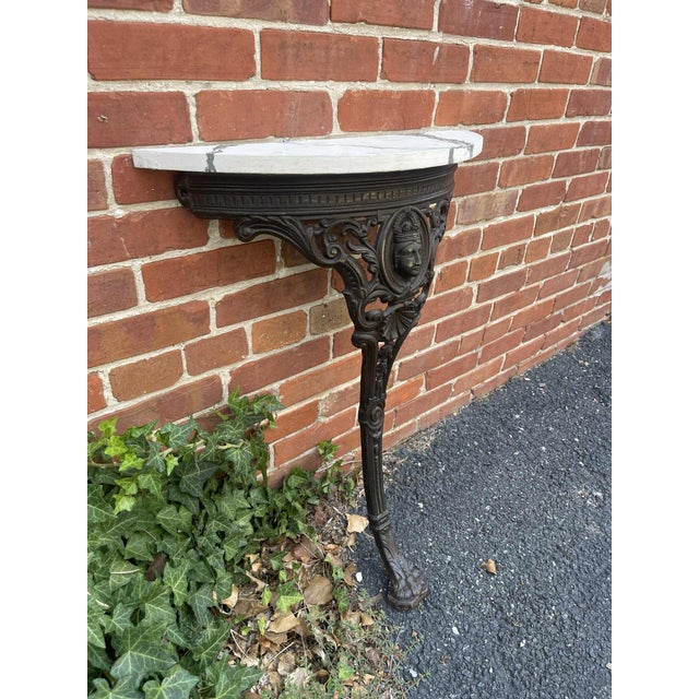 Queen Victoria Era Console Table Cast Iron With Faux Marble | Chairish