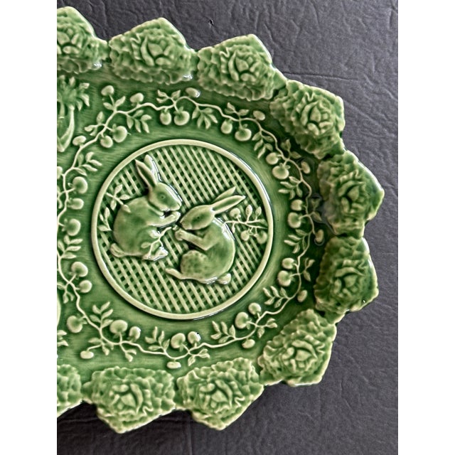 Bordallo Pinheiro Pottery Decorative Rabbit Platter | Chairish