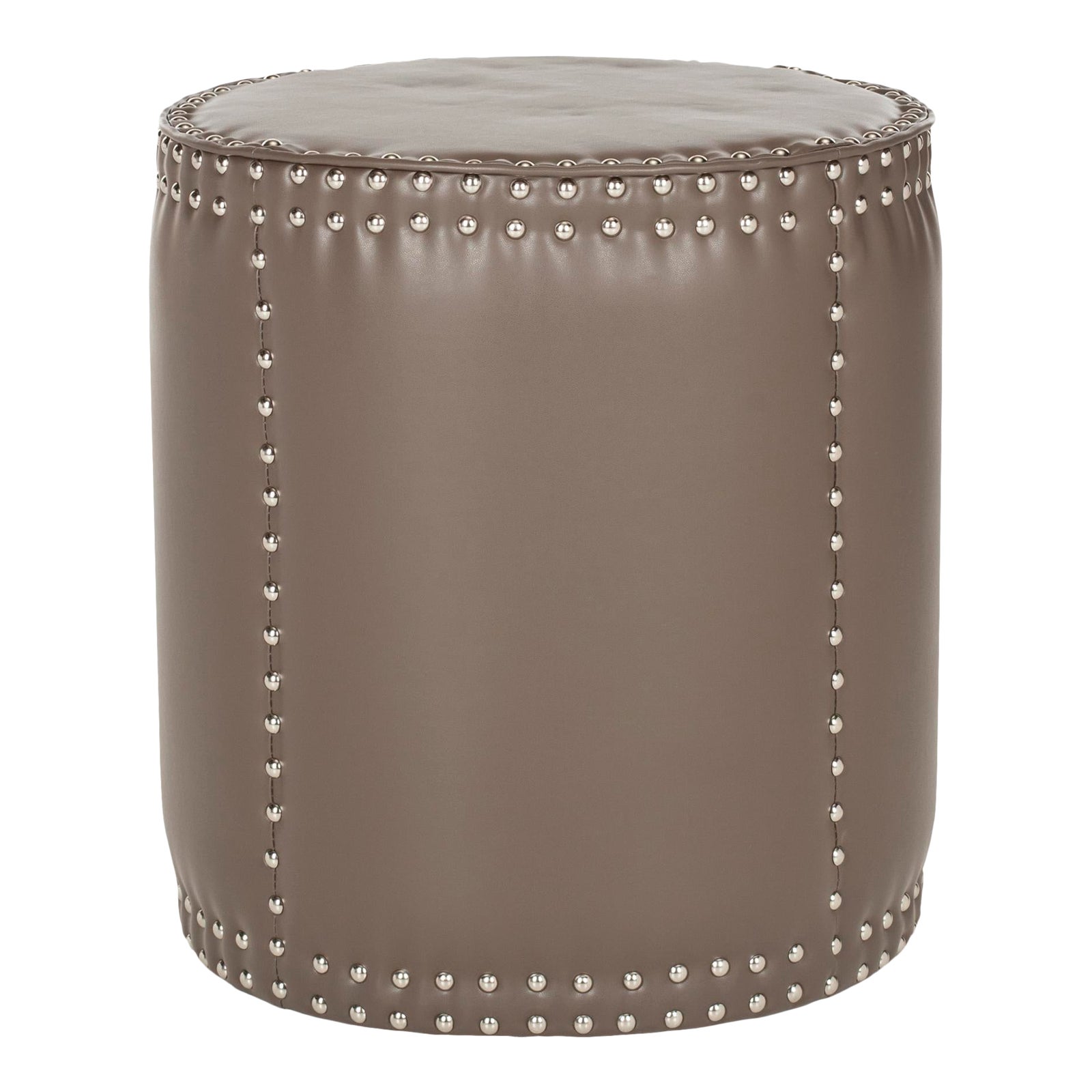 Studded Ottoman With Silver Nailheads in Clay | Chairish