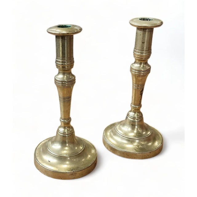 Pair of Antique 18th Century Brass Judaica Sabbath Candlestick Candle ...