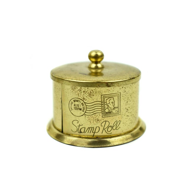 Late 20th Century Gold Brass Stamp Roll Holder | Chairish