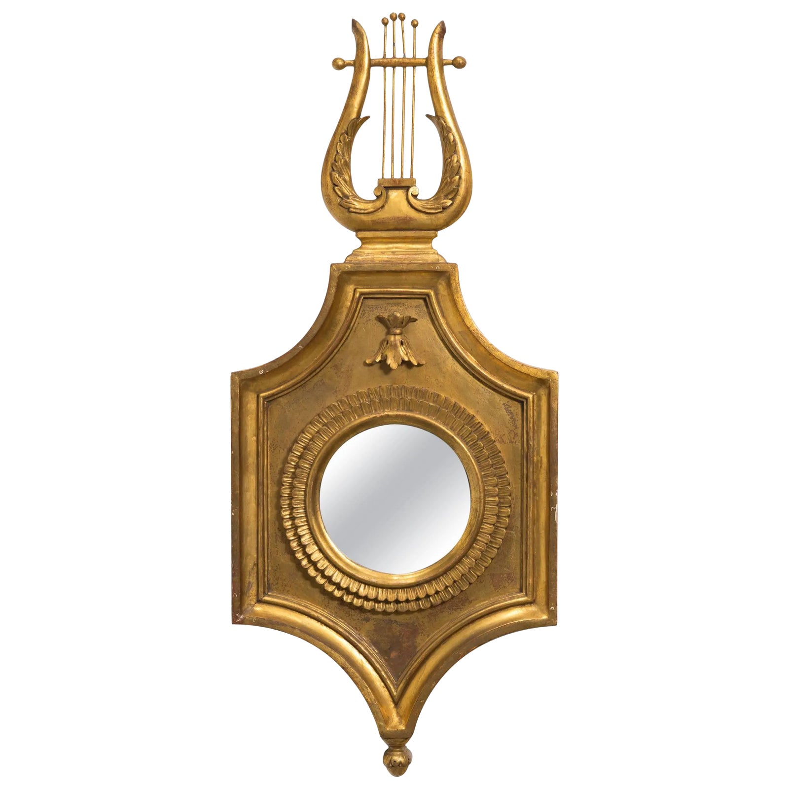 Italian Gilt Wood Lyre Mirror | Chairish