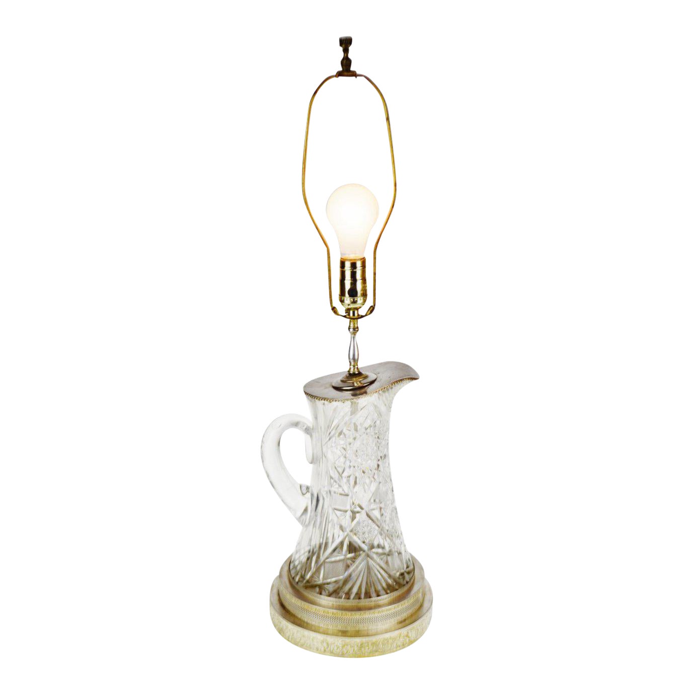 Victorian Style Cut Glass Pitcher Table Lamp | Chairish