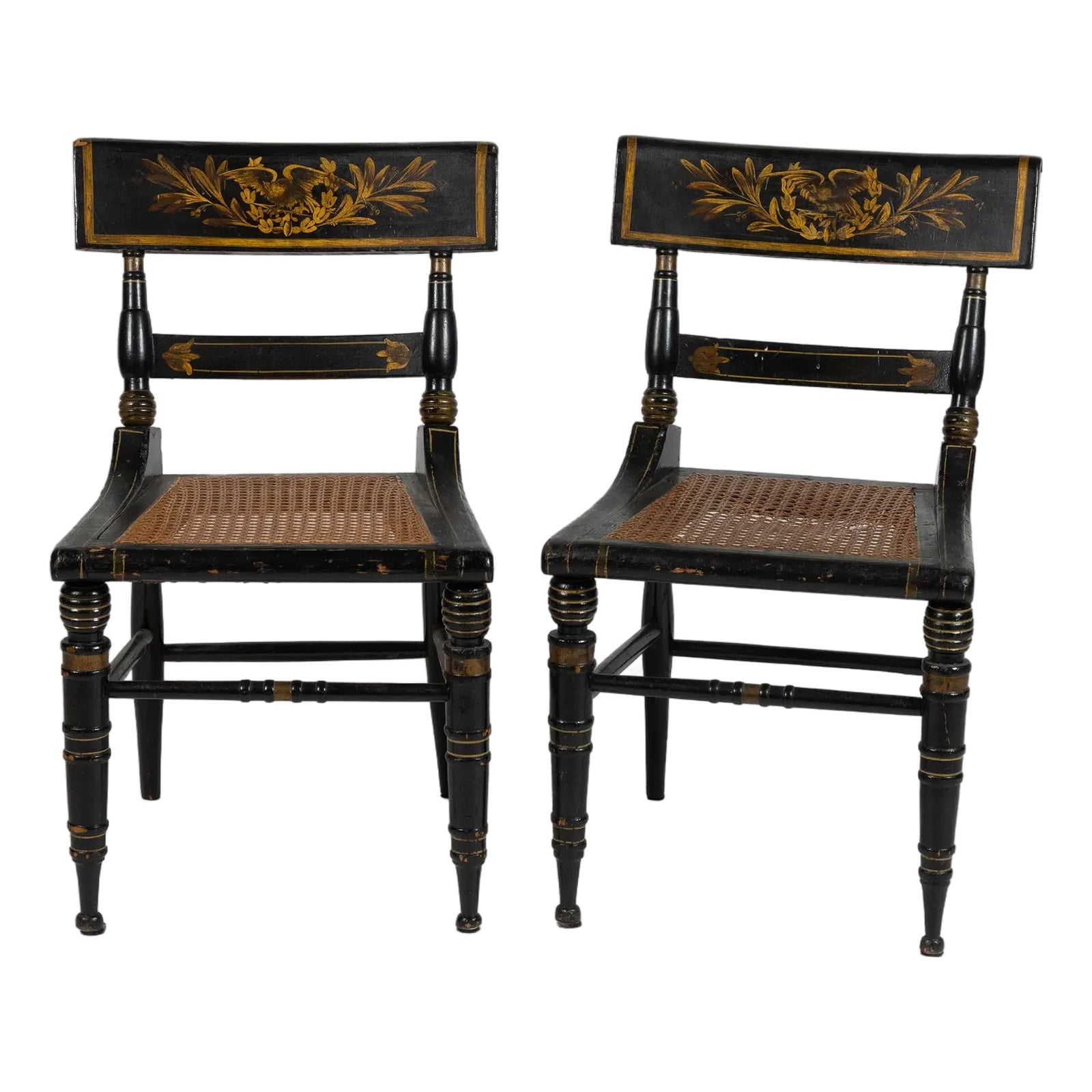 Pair of Classical Paint-Decorated Fancy Side Chairs, C1840 | Chairish