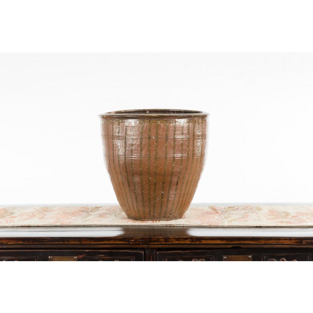 Japanese Early 20th Century Brown Tamba Tachikui Ware Pot with Dripping ...