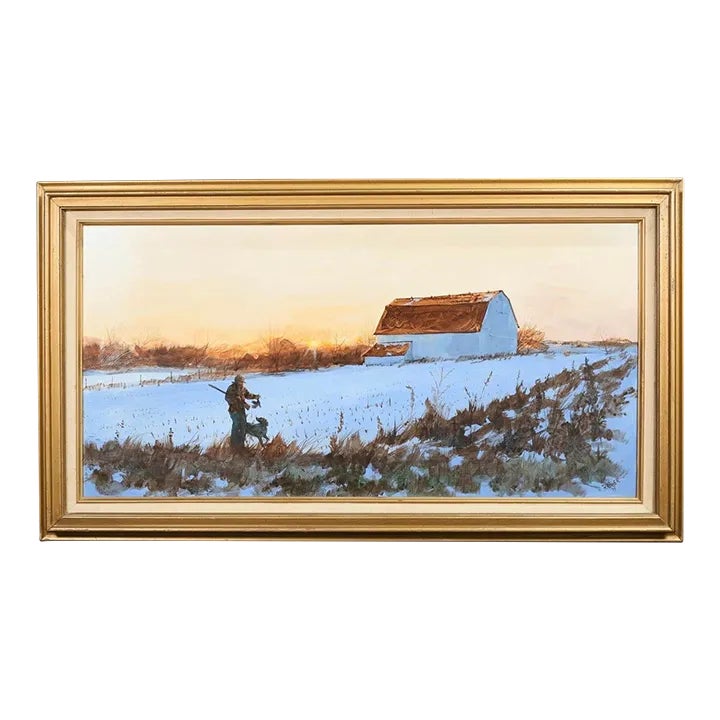 1970s Sunset Hunt Landscape Painting by Ron Raymer | Chairish