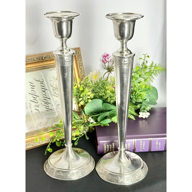 Vintage Sterling Silver Mathews Co. Art Deco Candle Holders - a Pair ...